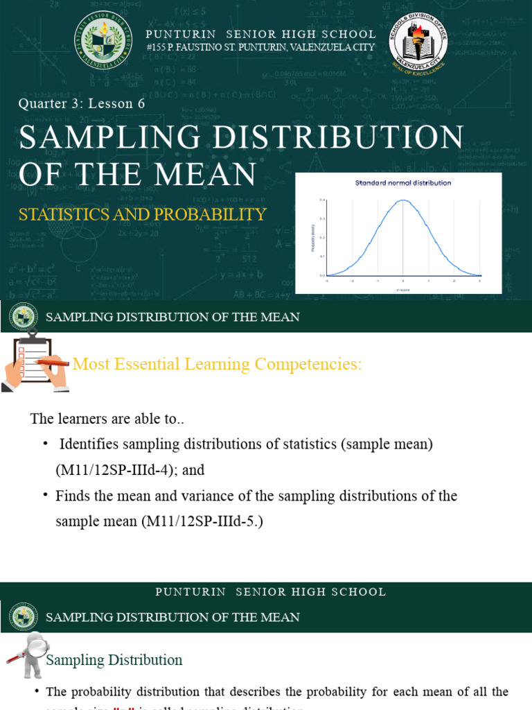 Lesson 6 Sampling Distribution of The MEAN | PDF | Mean | Sampling ... Lesson 6 Sampling Distribution of The MEAN | PDF | Mean | Sampling ...
