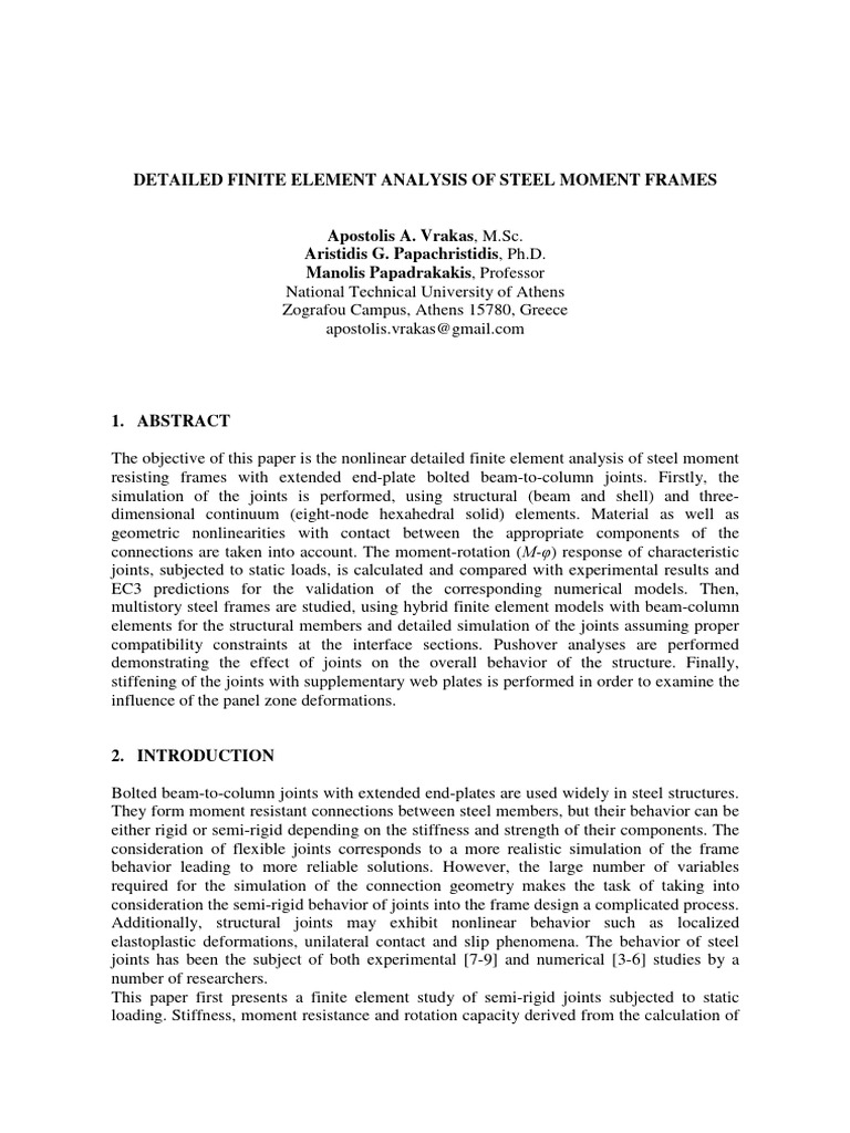 Detailed Finite Element Analysis of Steel Moment Frames | PDF | Finite Element Method | Beam ...