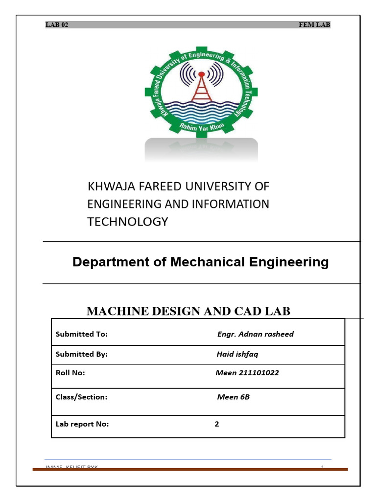 Meen 211101022 Lab 2 | PDF | Strength Of Materials | Finite Element Method