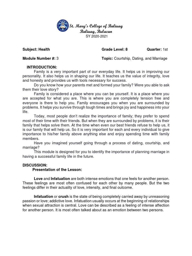 HEALTH 8 - Module 3 - First part - (SUMMARY) | PDF | Psychology ...