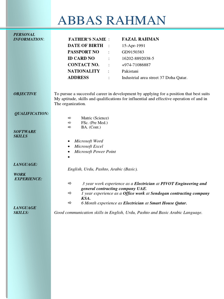 Abbas Rahman CV | PDF