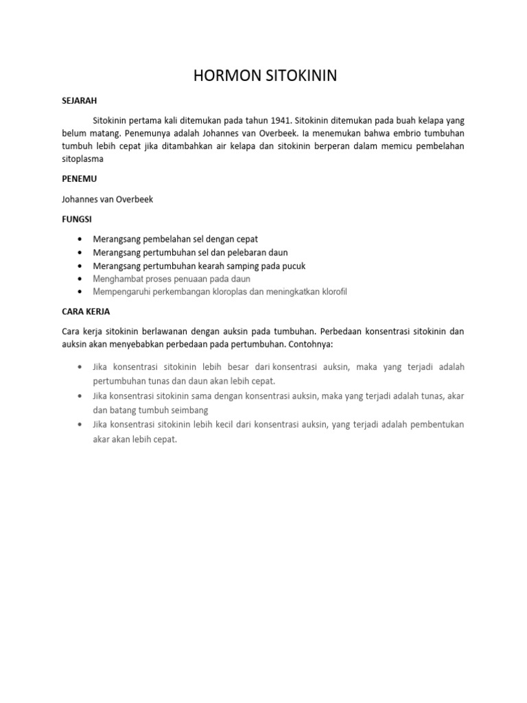 Sejarah dan Fungsi Hormon Sitokinin | PDF