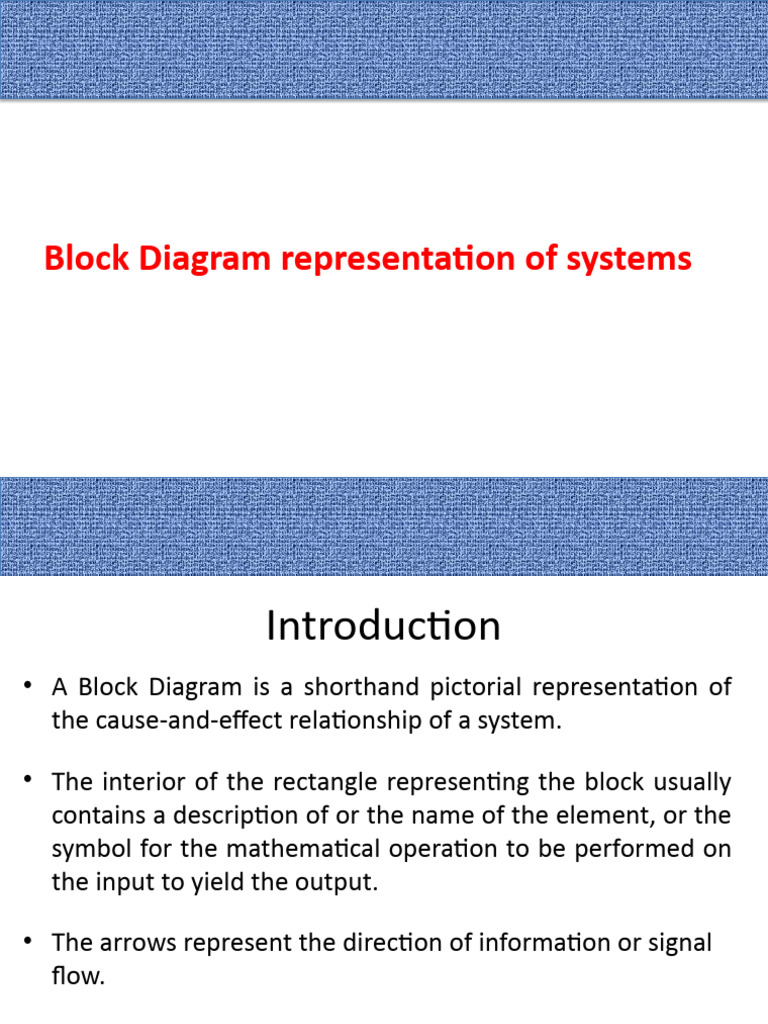Lecture 4 Block Diagram Representation of Control Systems | PDF ...