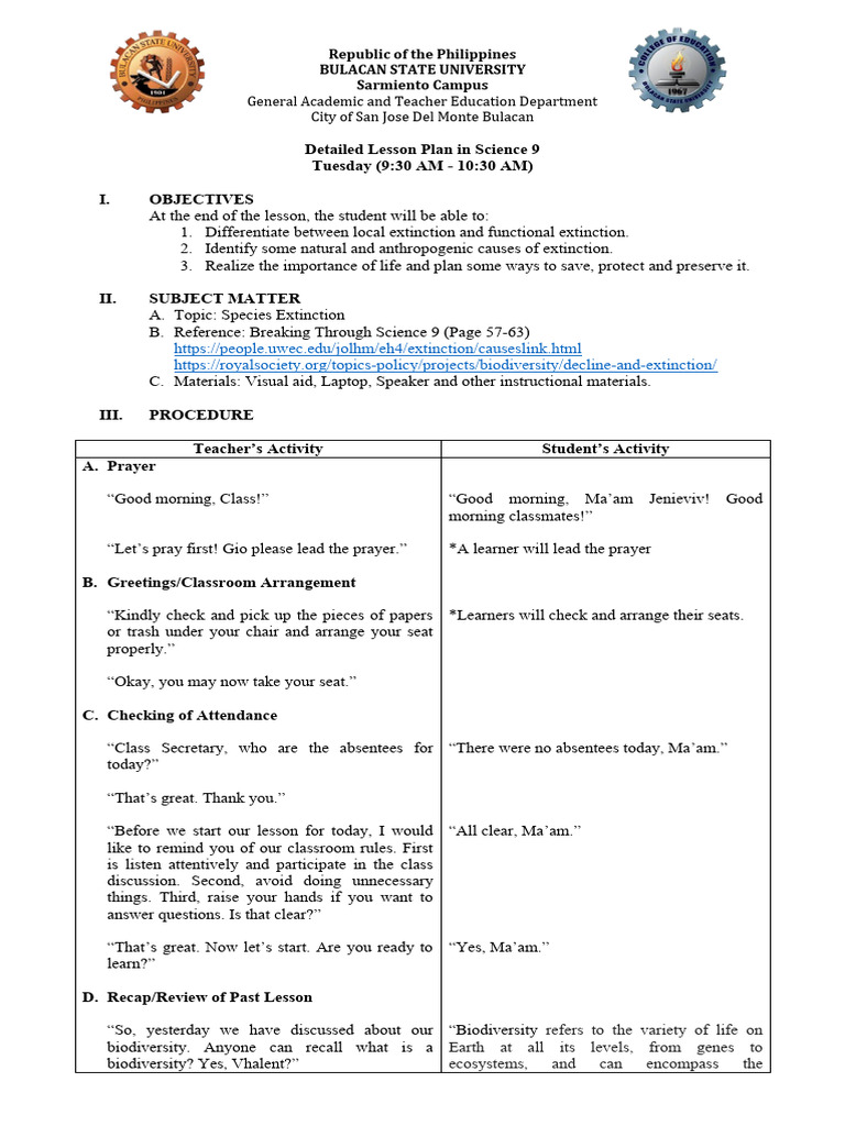 Biodiversity and Extinction in Grade 9 | PDF | Habitat Destruction ...