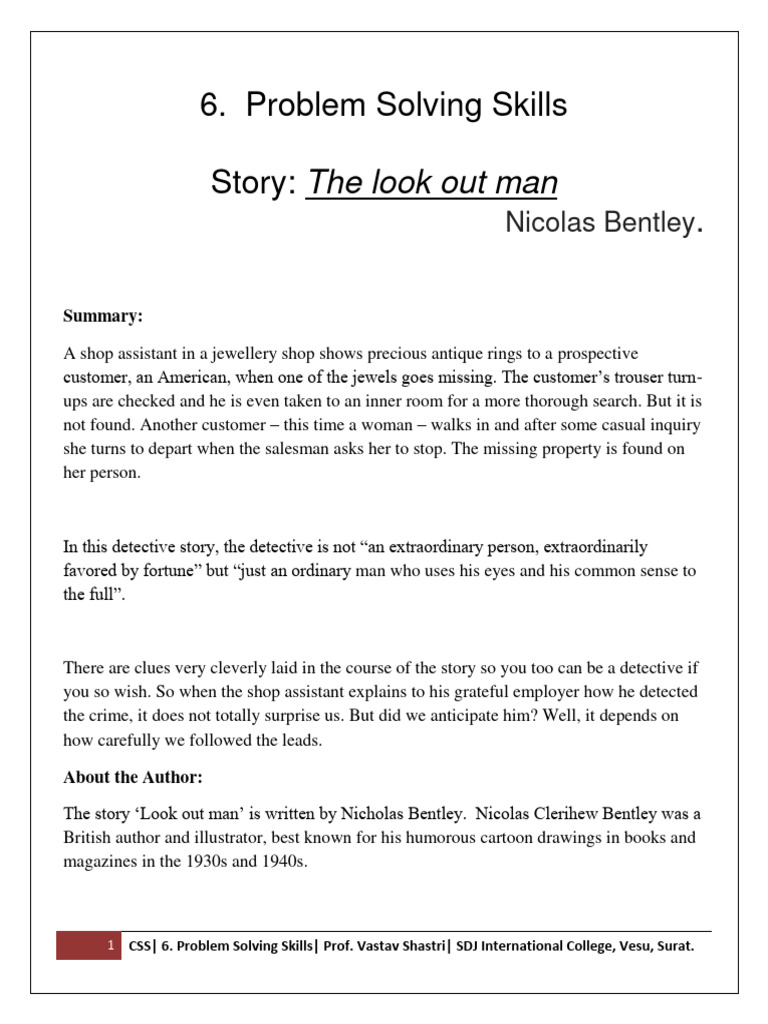 The Lookout Man: A Detective Story | PDF | Thought | Preposition And ...