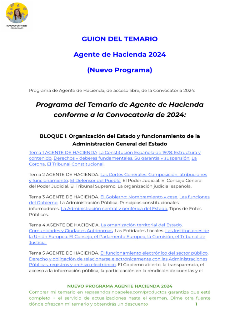 Programa AHAC Agente Hacienda 2024 | PDF | Impuestos | Impuesto sobre ...