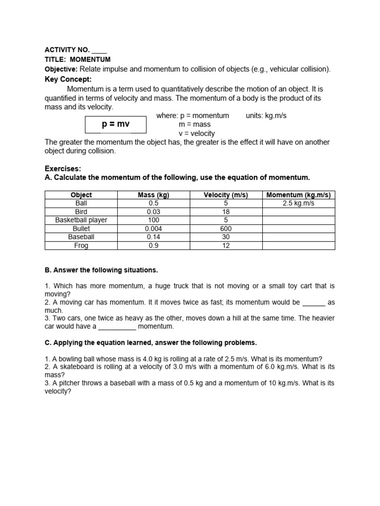 Physics: Momentum & Collisions | PDF