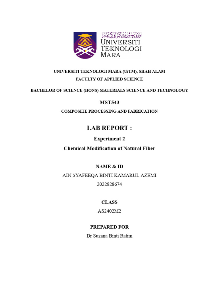 MST543 Lab Report (Exp 2) | PDF | Fibers | Composite Material