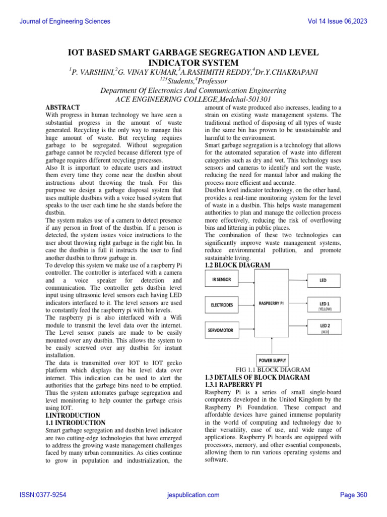 IoT Smart Garbage Segregation System | PDF | Infrared | Internet Of Things