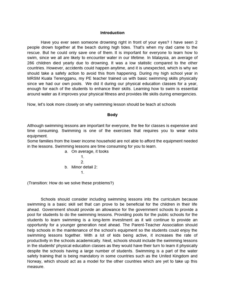 Persuasive Script ELC59O | PDF | Swimming | Physical Education