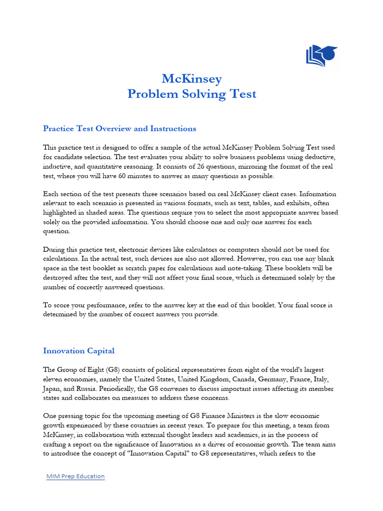 McKinsey Problem Solving Test | PDF | Innovation | Human Capital