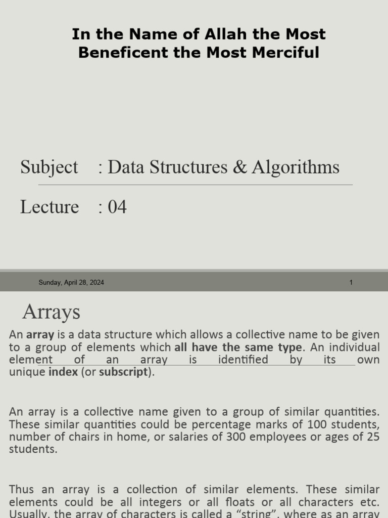 Lecture 2 Static Dynamic Arrays Download Free Pdf Integer Computer Science Pointer 