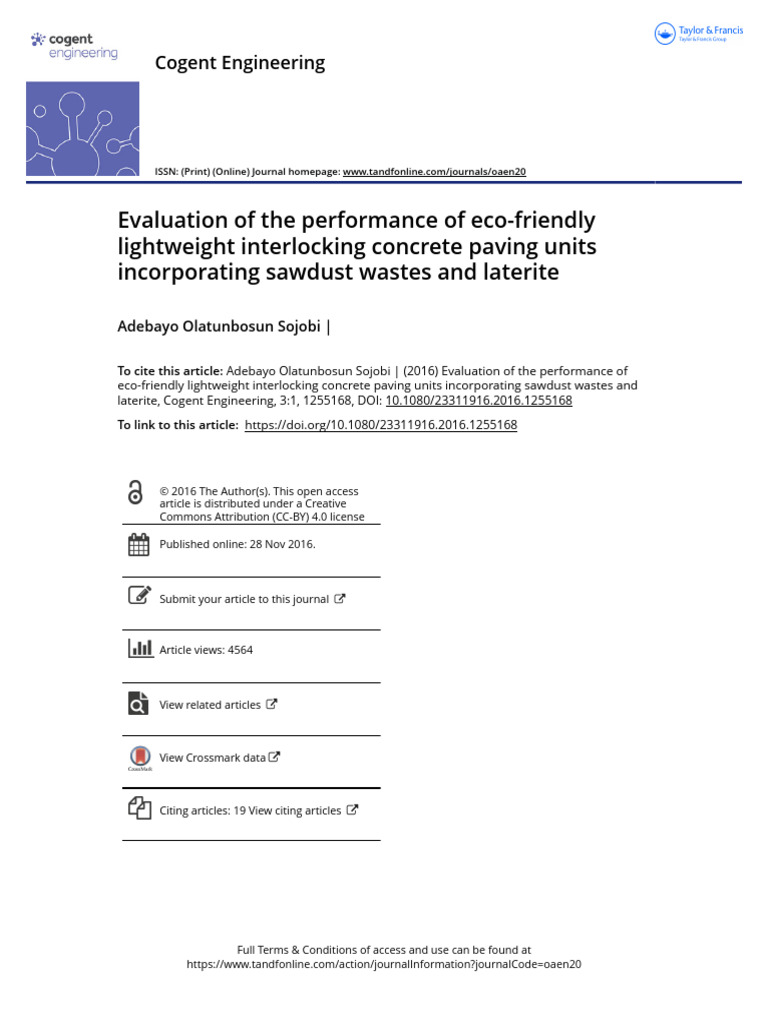 Evaluation of the performance of eco-friendly lightweight interlocking concrete paving units ...