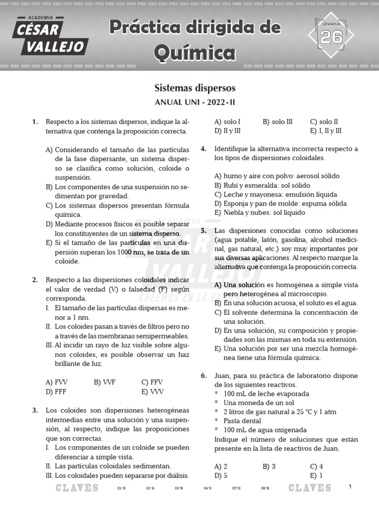 Q AUNI Diri Sem26 | PDF | Coloide | Suspensión (Química)