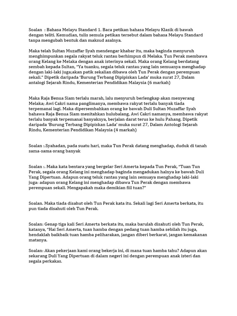 Soalan Bahasa Melayu Standard Pdf Kajian Bahasa Asing Seni