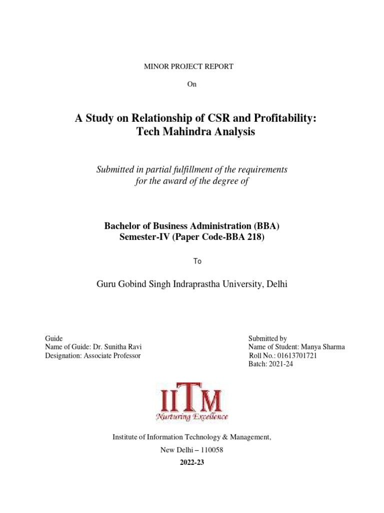 Manya Sharma - Final Minor Project | PDF | Corporate Social ... Manya Sharma - Final Minor Project | PDF | Corporate Social ...