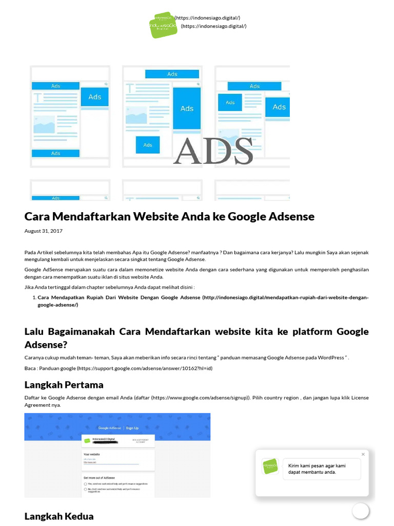 Cara Mendaftarkan Website Anda Ke Google Adsense - IndonesiaGo Digital | PDF