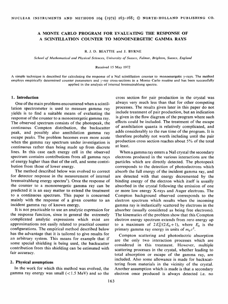 (Beattie and Byrne 1972) A Monte Carlo program for evaluating the ...