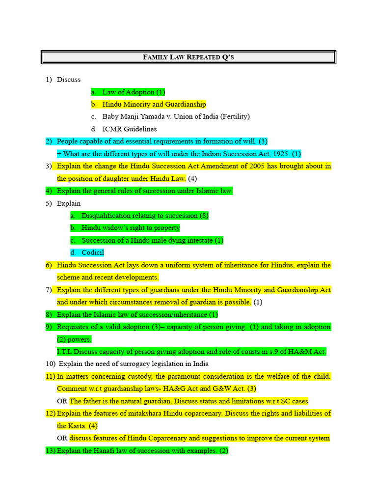 Comprehensive Guide to Family Law Issues | PDF | Legal Guardian ...