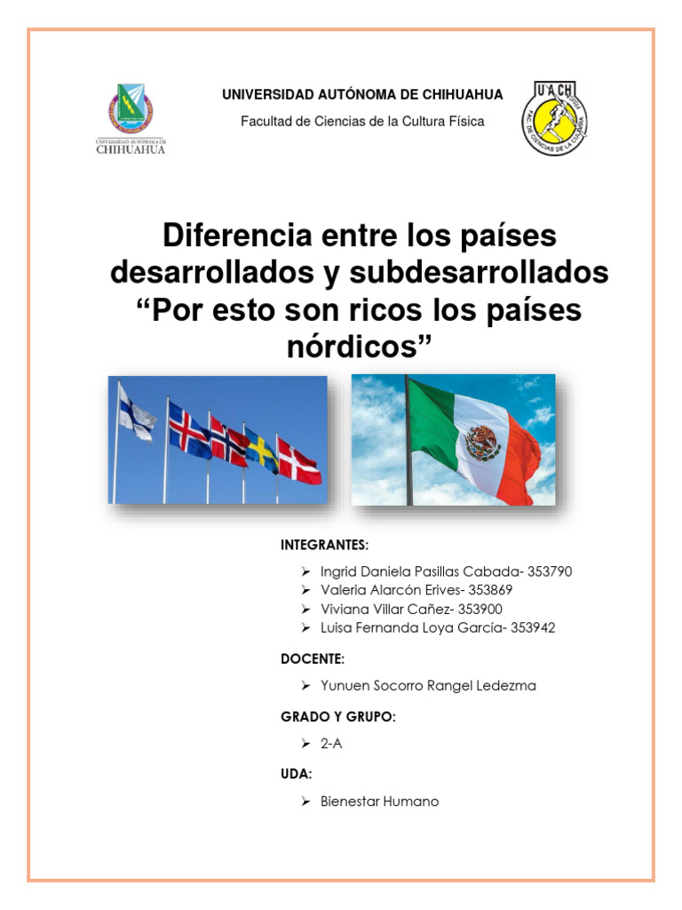 Tarea Diferencia entre los países desarrollados y subdesarrollados Por esto son ricos los países ...