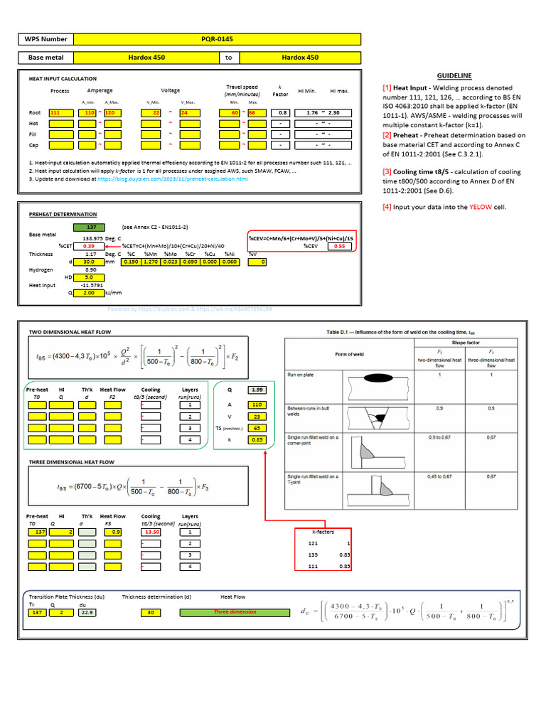 Heat Input - Welding Parameter Calculation | PDF | Welding | Construction