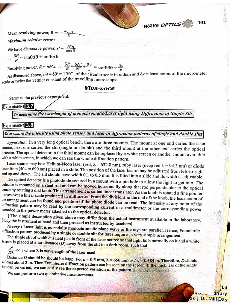 determination of wavelength using single slit | PDF