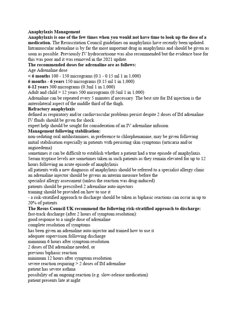 Anaphylaxis Management | PDF | Health Care | Causes Of Death