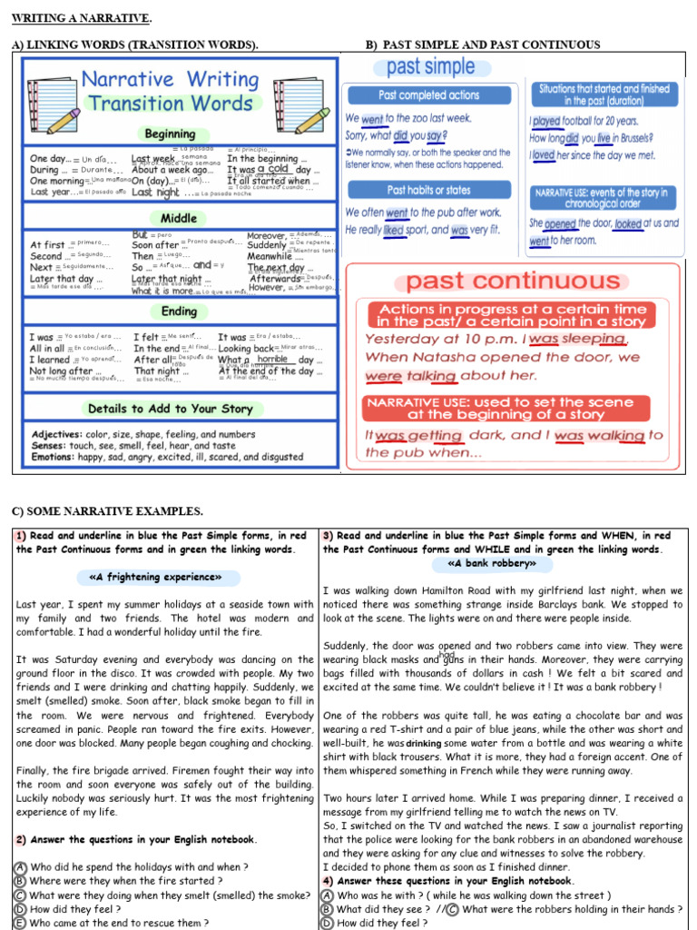 Writing A Narrative - Linking W and Examples | PDF