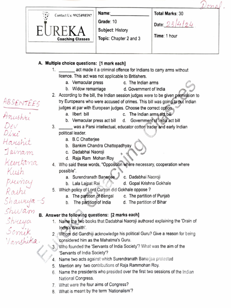 Grade 10 ICSE History Chapter 2 and 3 | PDF | Partition Of India ...