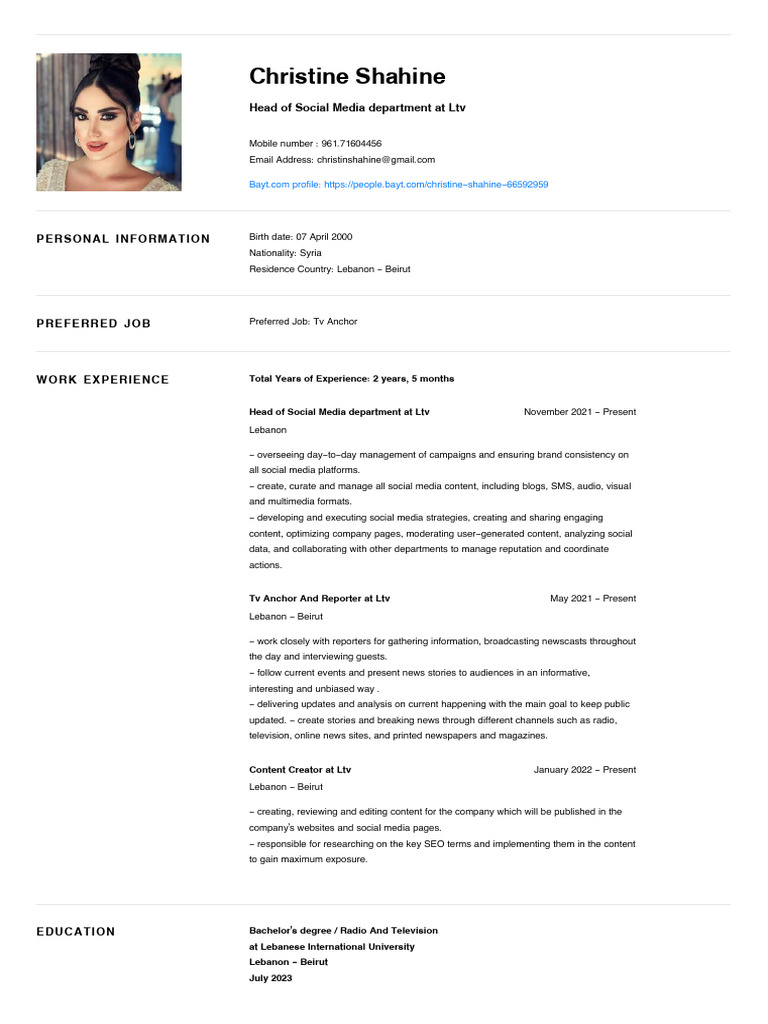 Christine Shahine CV | Download Free PDF | Popular Culture & Media Studies | Social Media