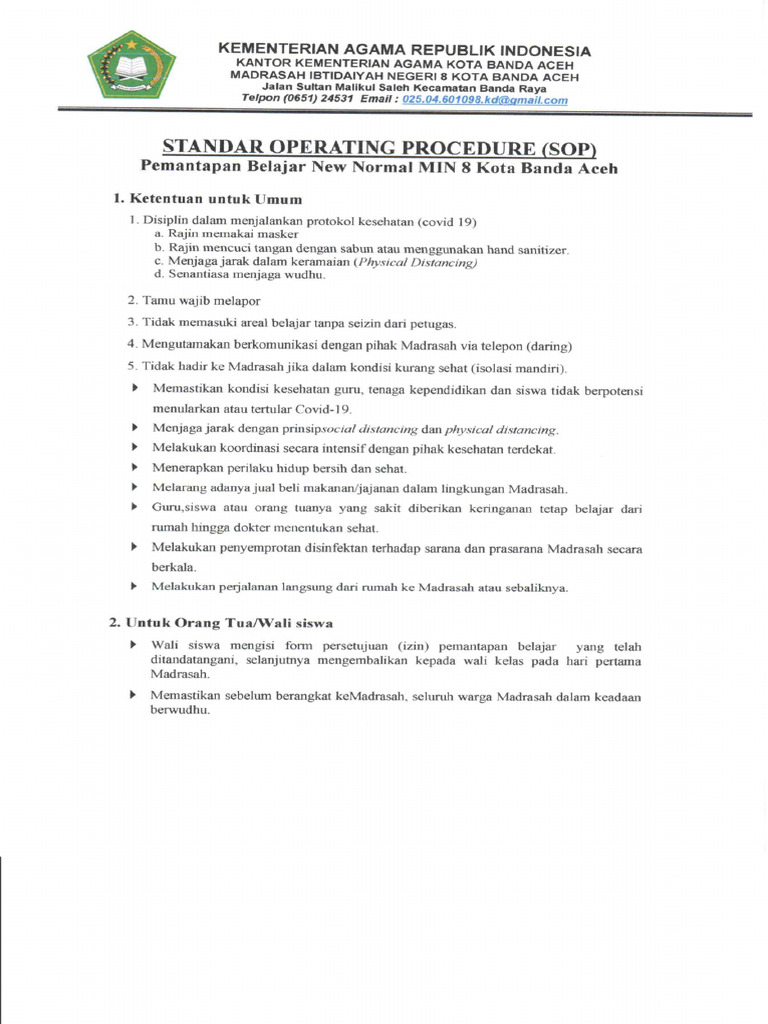 Sop Pemantapan Belajar New Normal Min 8 | PDF