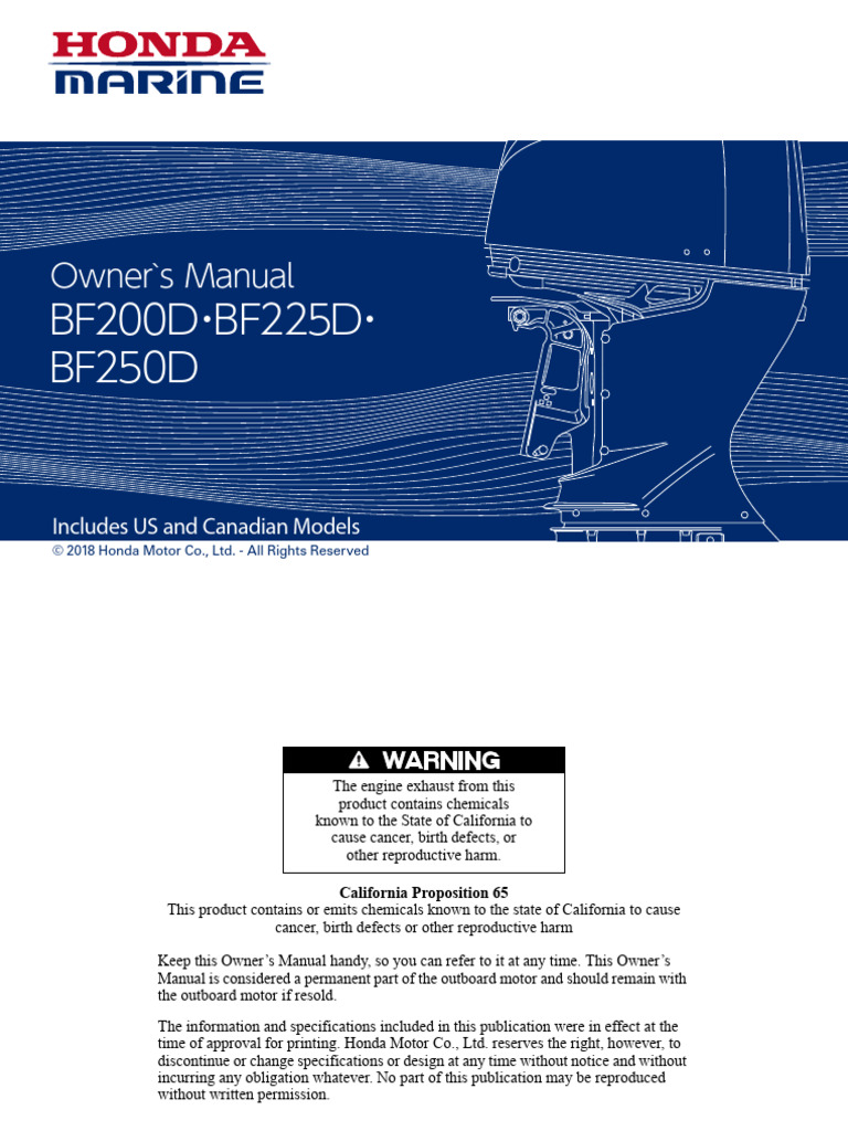 Honda - BF250D Engine - Owner's Manual | PDF | Engines | Throttle