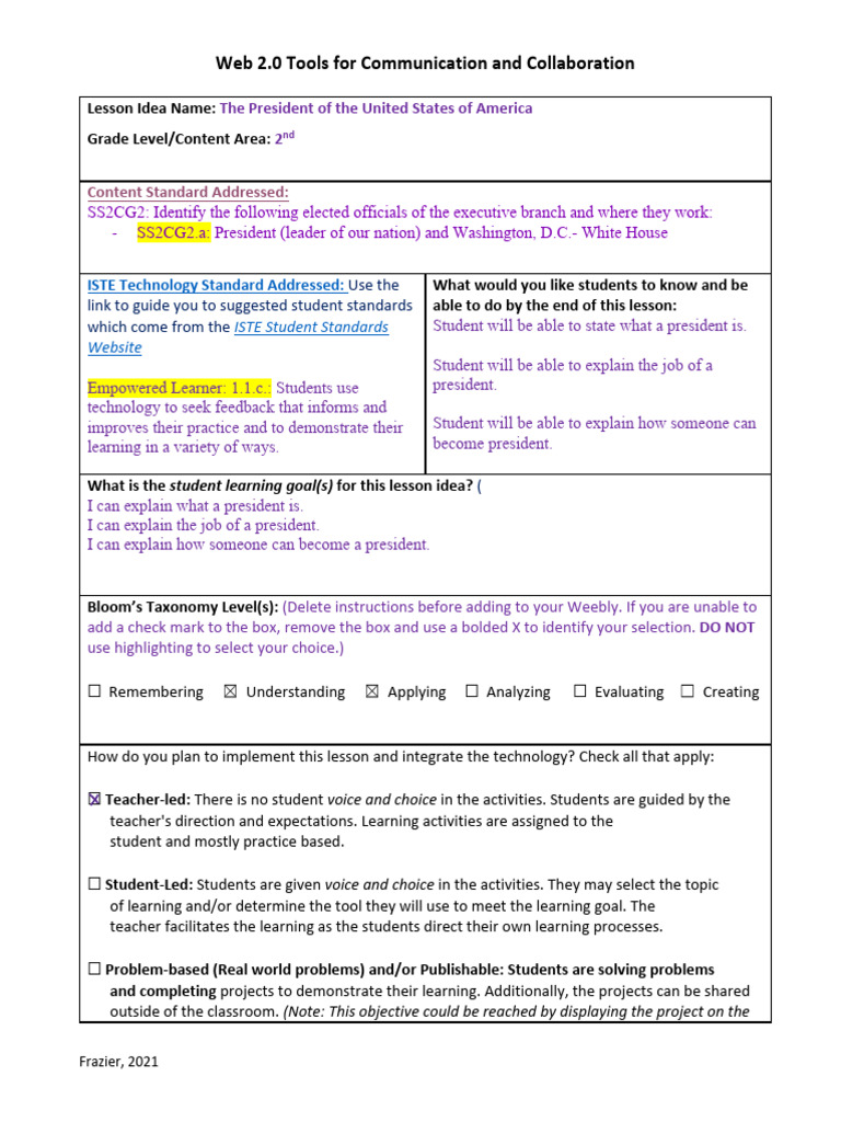 Web 2.0 Tools for Teaching Presidents | PDF | Learning | Cognition