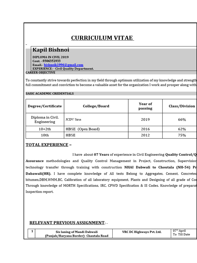 CV Kapil | PDF | Concrete | Laboratories