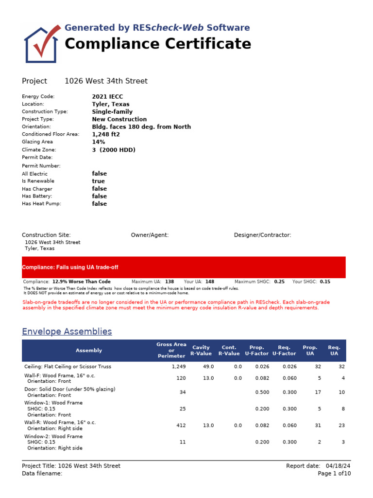 Rescheck Calculation | PDF | Building Insulation | Duct (Flow)