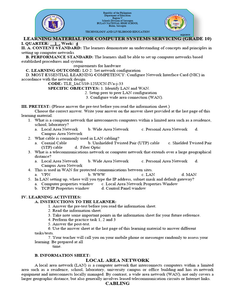 Carlos CSS10 Q1 LM4 | PDF | Computer Network | Local Area Network