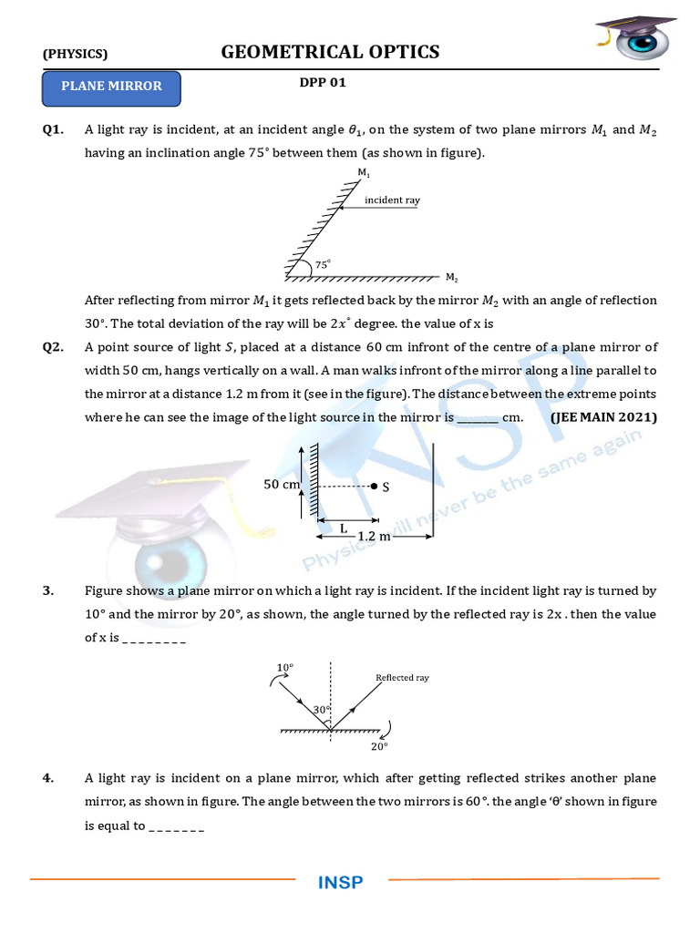 Geometrical Optics Dpps | PDF | Mirror | Optics