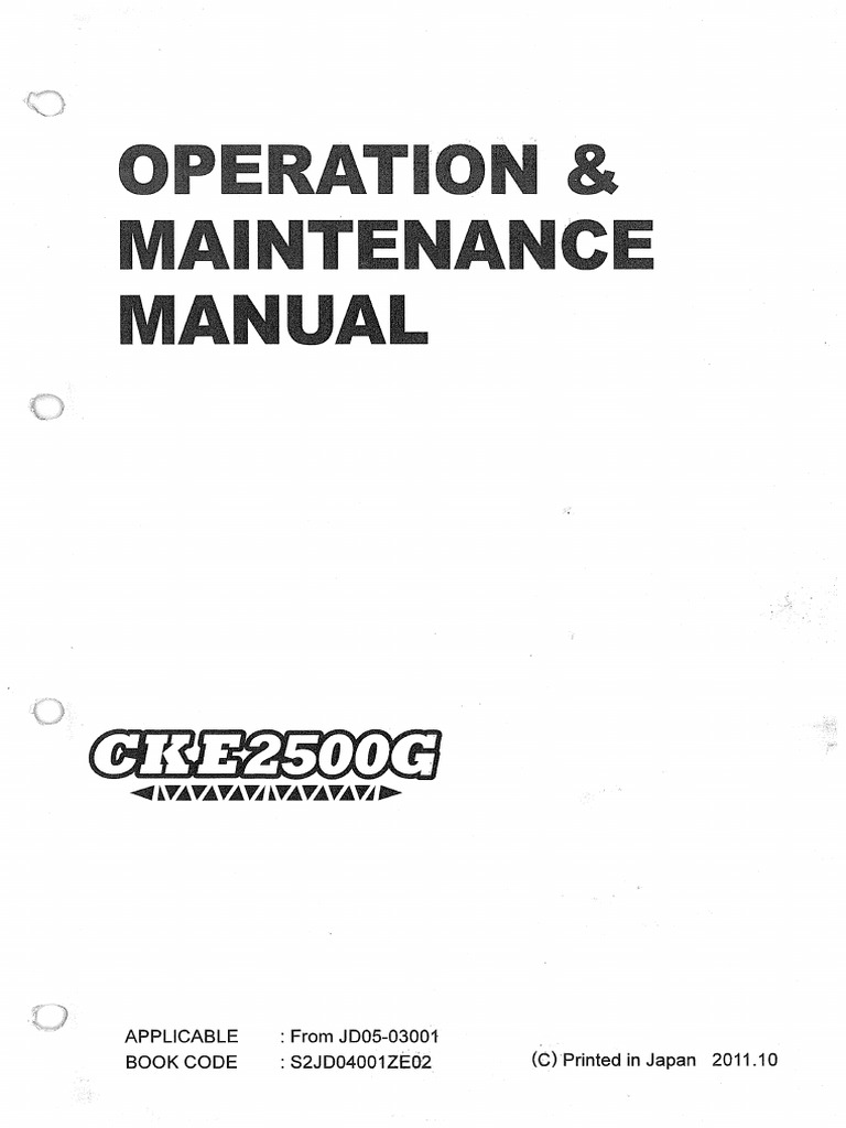 CKE2500G - Operation Maintenance Manual | PDF