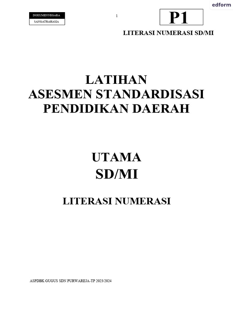 Latihan Literasi Numerasi SD/MI | PDF