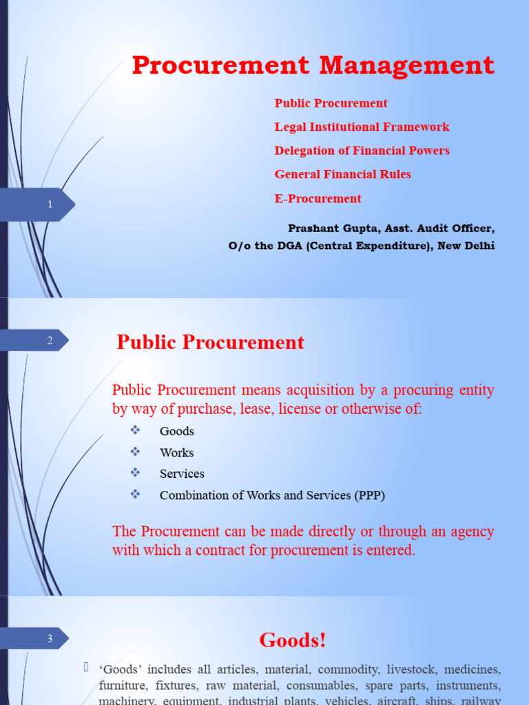 Procurement Management | PDF | Procurement | Government Of India