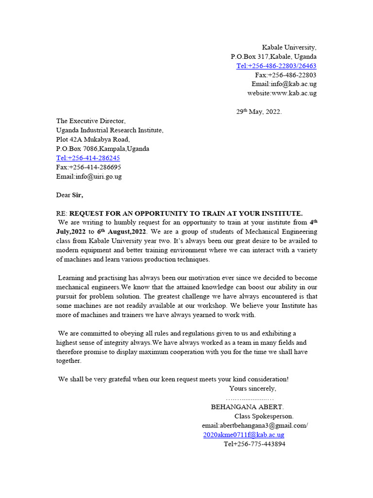 Uiri Requst Letter | Download Free PDF | Learning | Behavior Modification