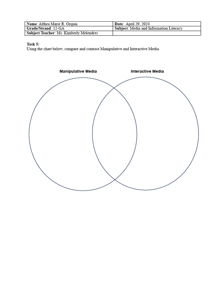 Using The Chart Below, Compare and Contrast Manipulative and ...