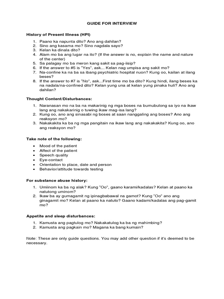guide-for-interview | PDF | Substance Abuse | Drug Rehabilitation