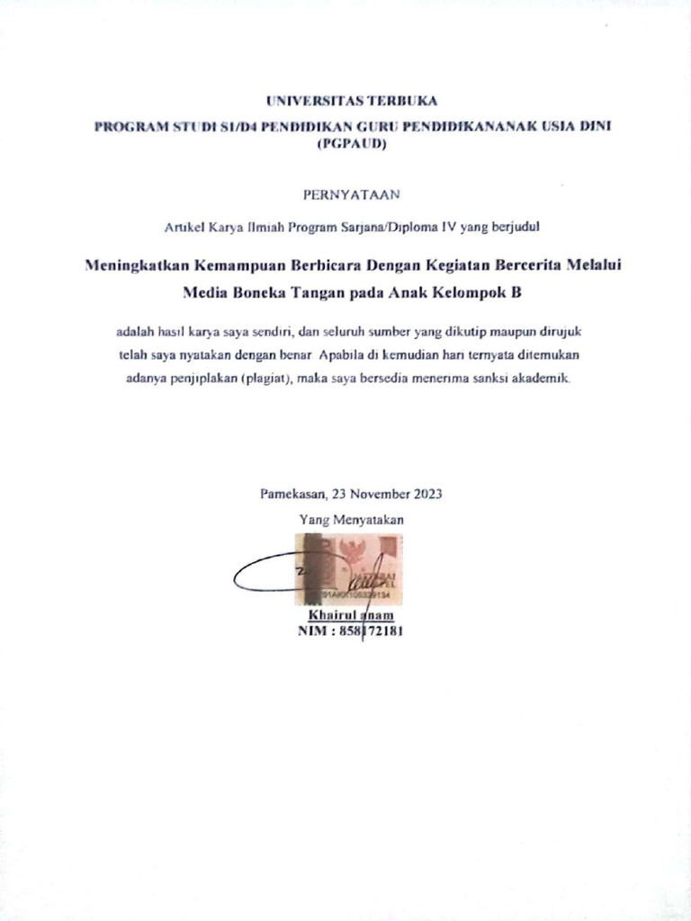 Lembar Bebas Plagiat | PDF