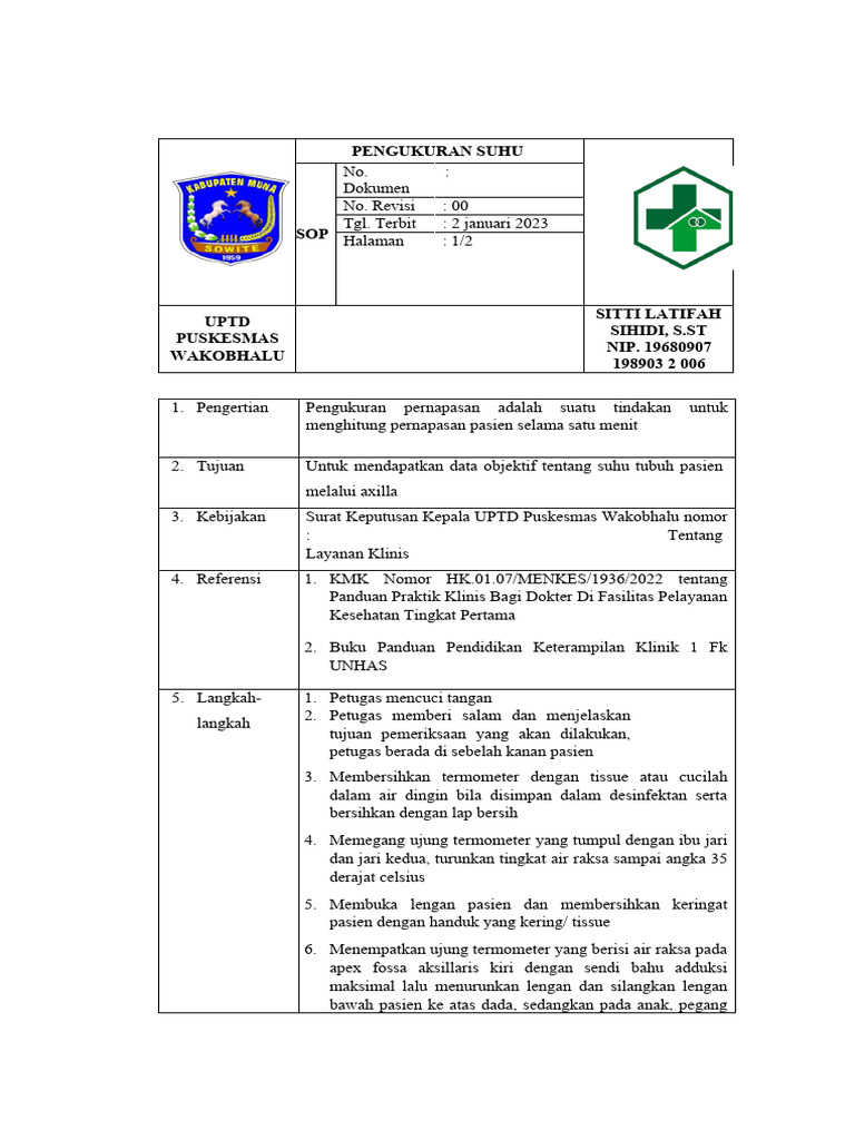 SOP Pengukuran Suhu | PDF