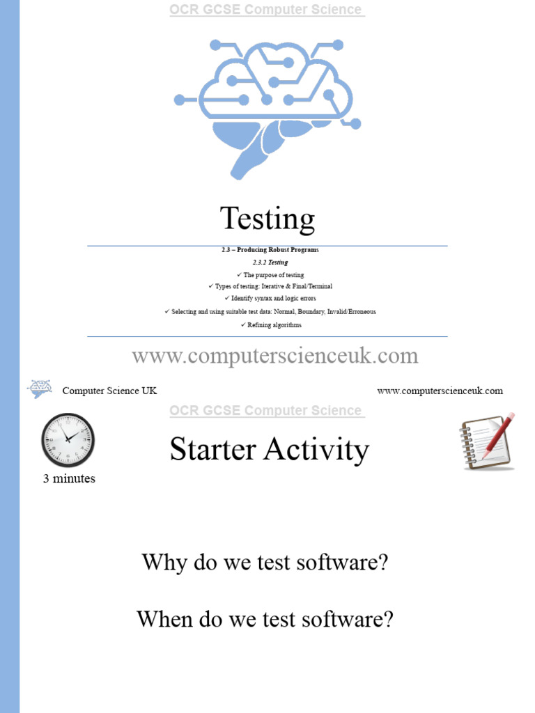 GCSE Computer Science Testing Guide | PDF | Computer Program | Programming