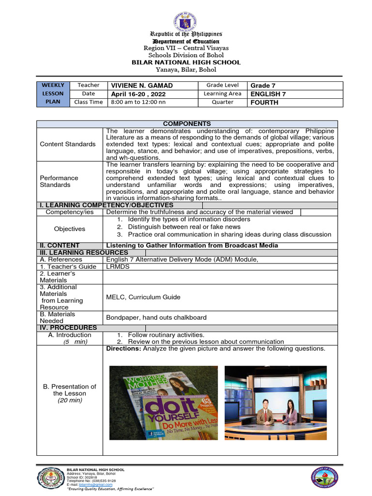 BNHS iplan | PDF | Human Communication | Cognition