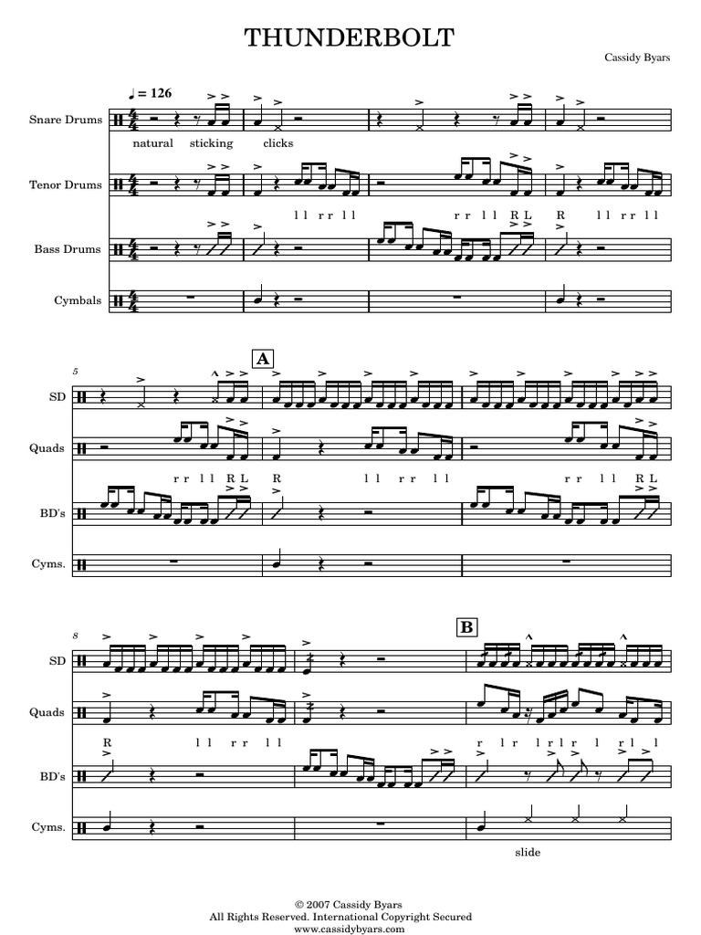 Thunderbolt Cassidy Byars | PDF | All Rights Reserved | Percussion ...