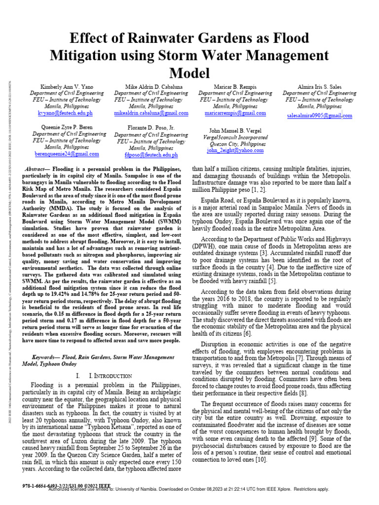 Effect of Rainwater Gardens As Flood Mitigation Using Storm Water Management Model | PDF | Flood ...