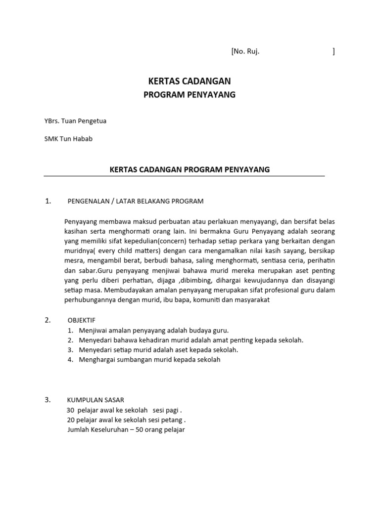 Kertas Kerja Program Penyayang | PDF